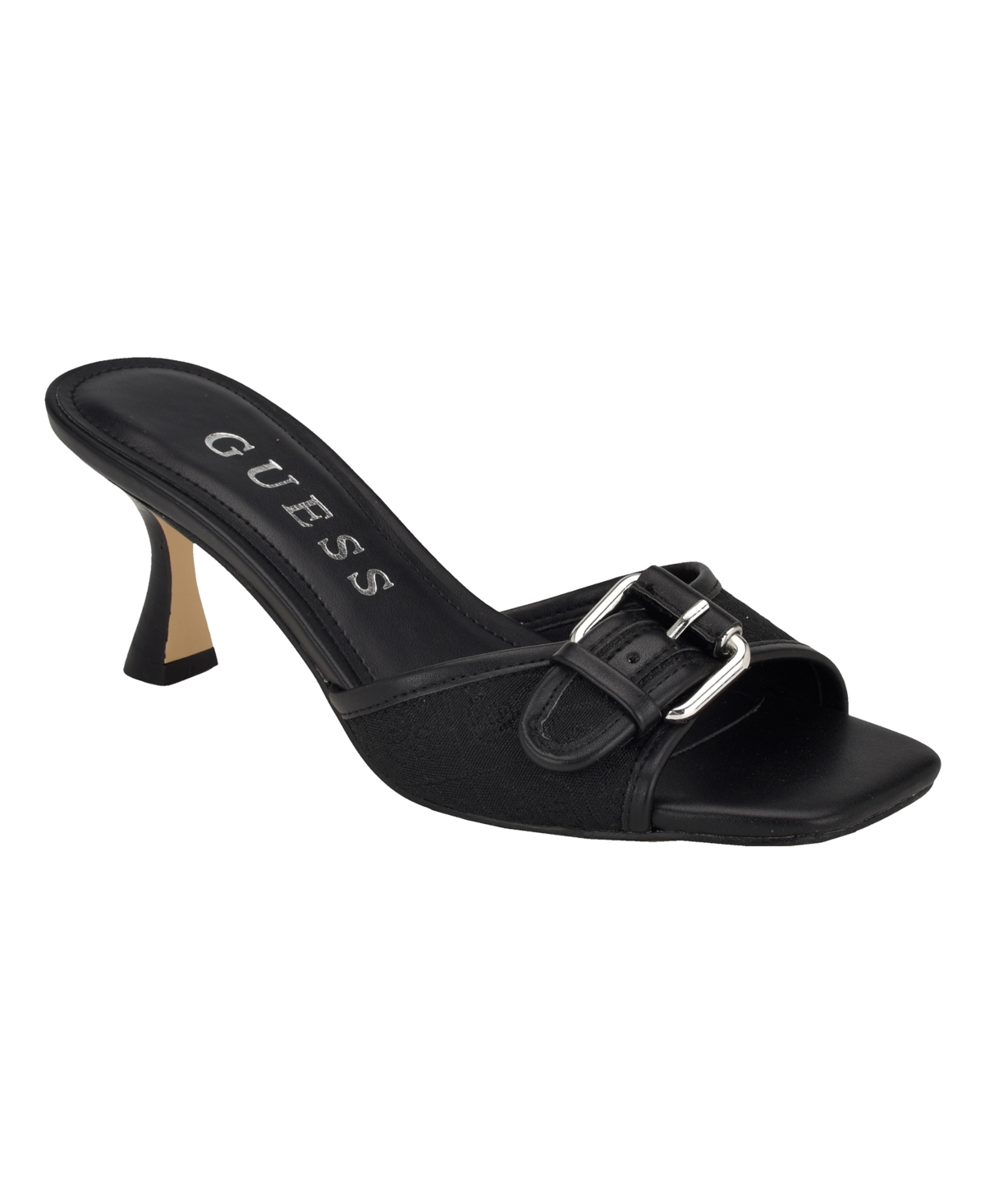Click here for Guess Womens Dista Buckle Kitten Heel Sandals - Bl... prices