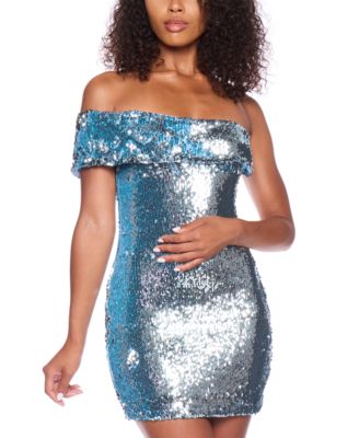 B Darlin Juniors' Off-The-Shoulder Sequined Bodycon Dress - Macy's
