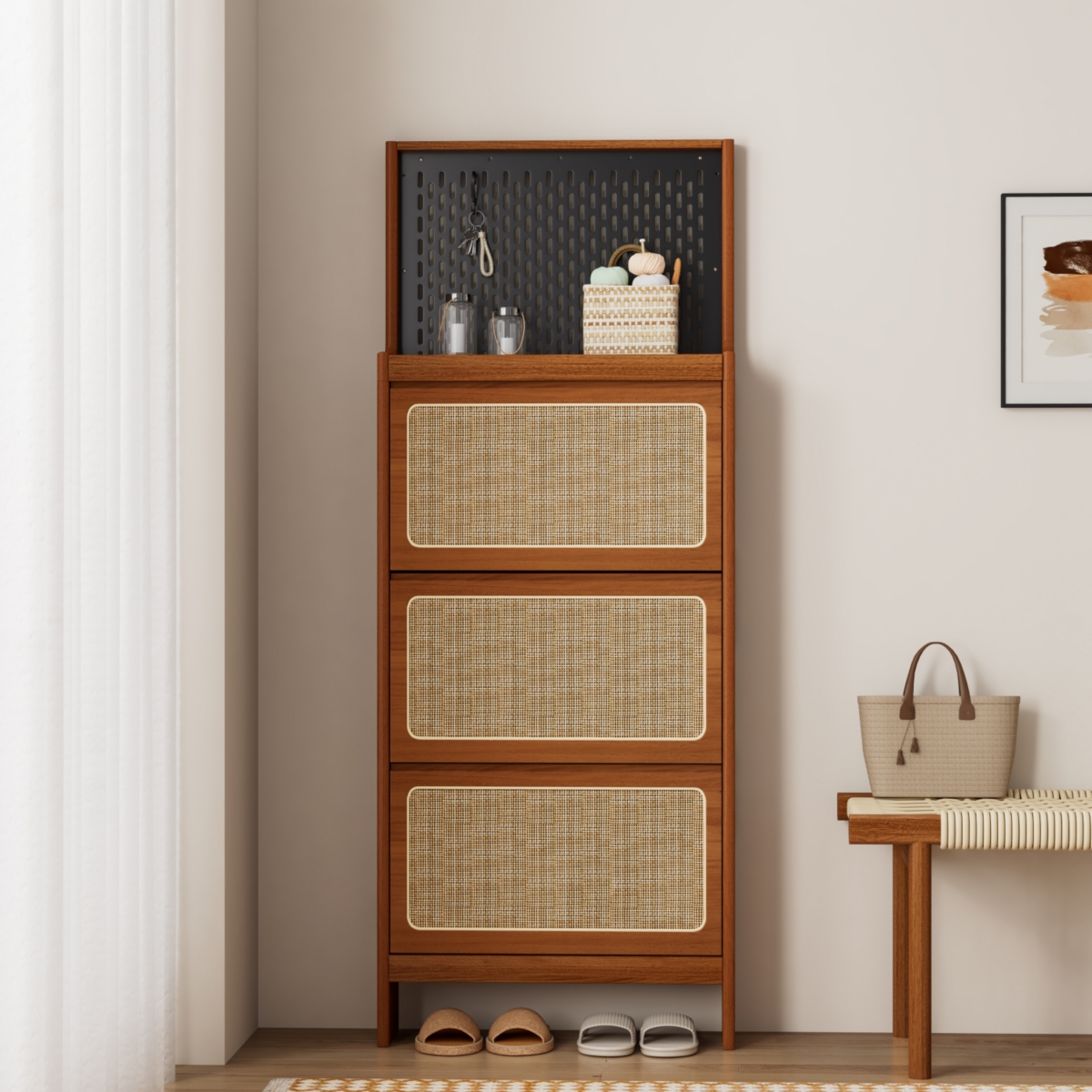 Click here for Streamdale Furniture Slim Rattan Shoe Cabinet with... prices