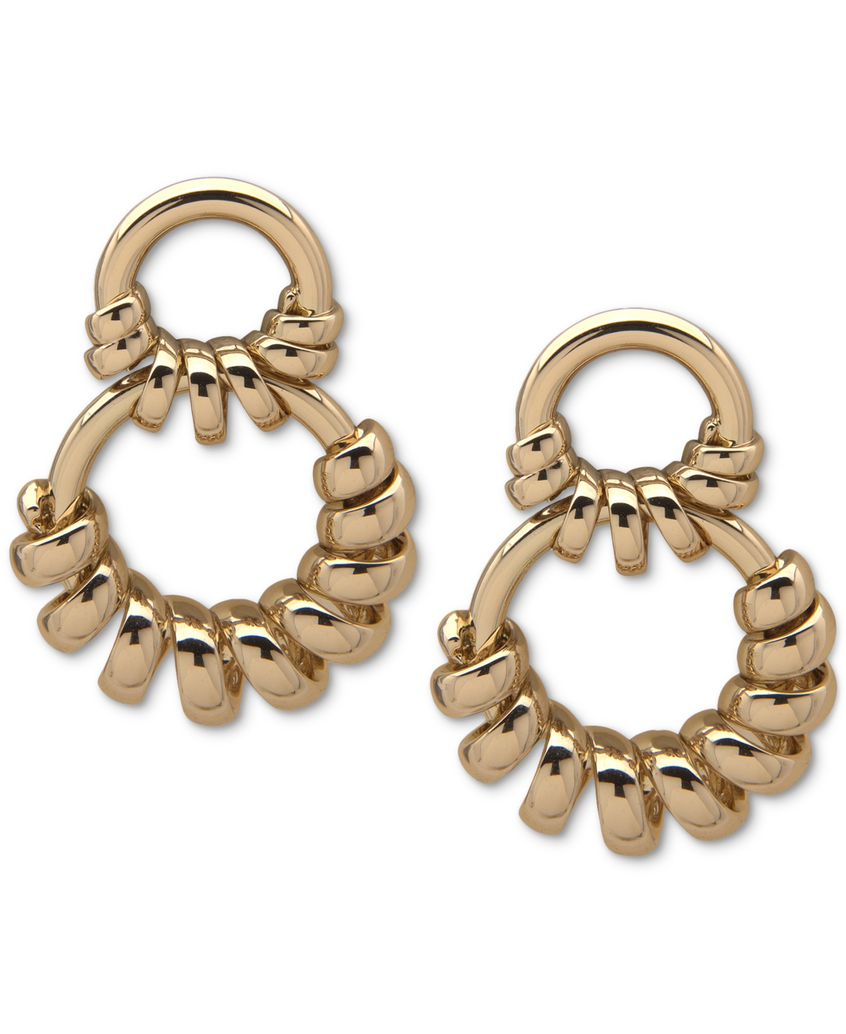 Click here for Anne Klein Gold-Tone Swirl Spring Double Drop Earr... prices