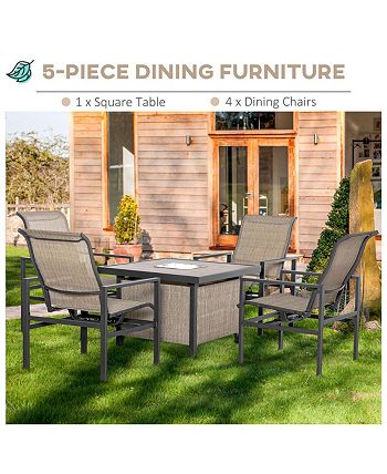 Simplie Fun 5-Piece Patio Dining Set with Ice Bucket Table & Rocking ...