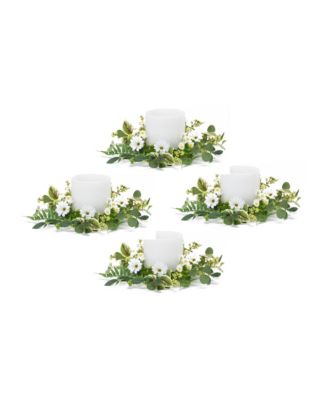 Slickblue Mixed Foliage and Daisy Candle Ring (Set of 4) - Macy's