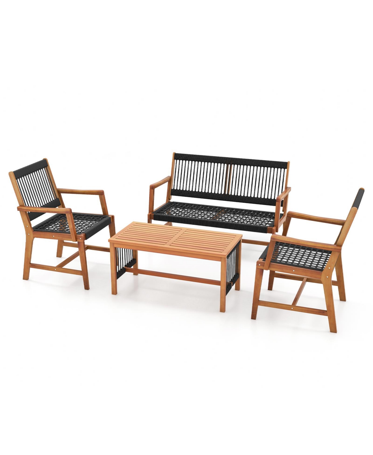 Click here for Gymax 4 Pieces Conversation Set Acacia Wood Lovese... prices