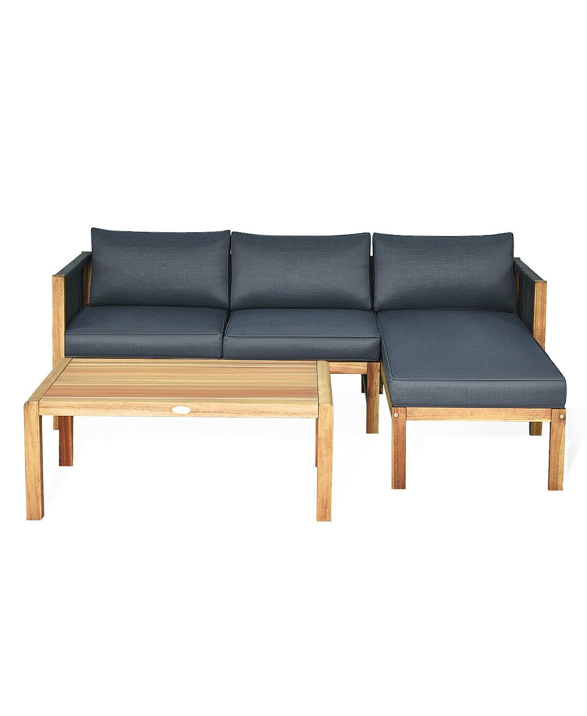 Click here for Sugift 3 Pieces Patio Acacia Wood Sofa Furniture S... prices