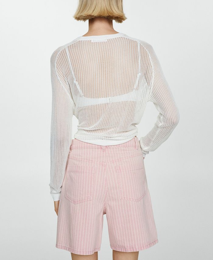 MANGO Women's Striped Denim Shorts - Macy's