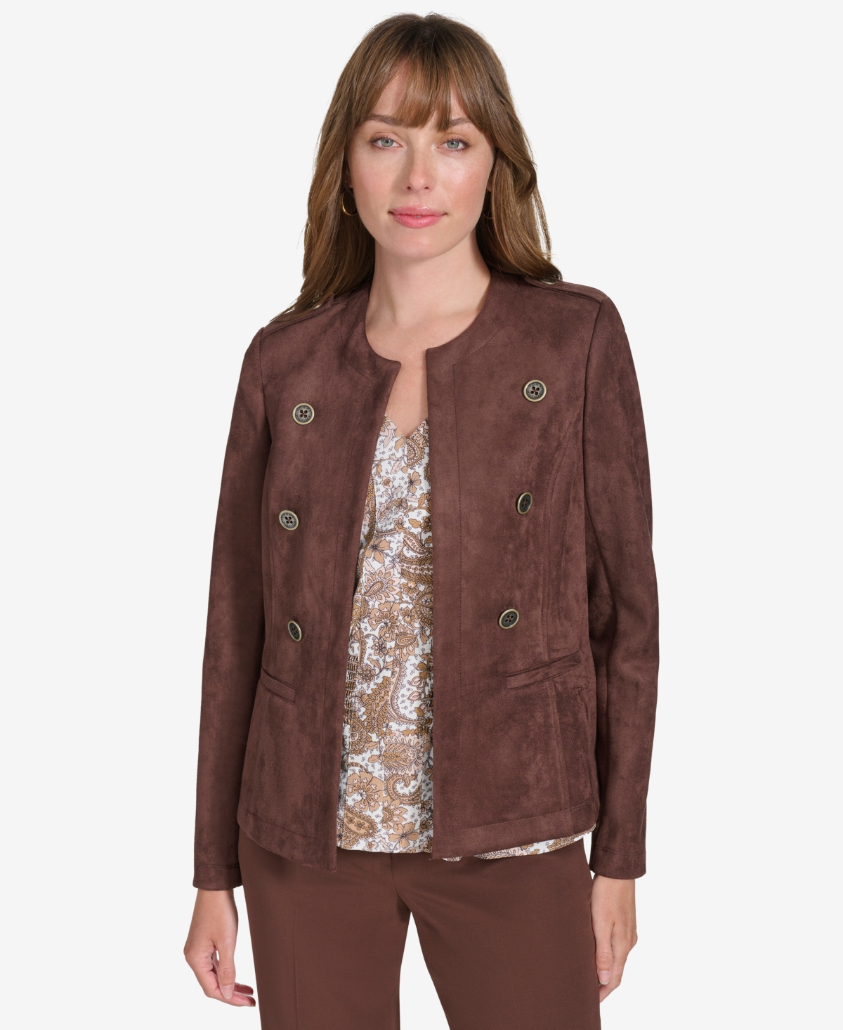 Click here for Tommy Hilfiger Womens Faux-Suede Band Jacket - Chi... prices