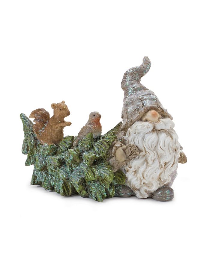 Slickblue Pine Tree Trunk Gnome With Woodland Animals (Set of 2) - Macy's
