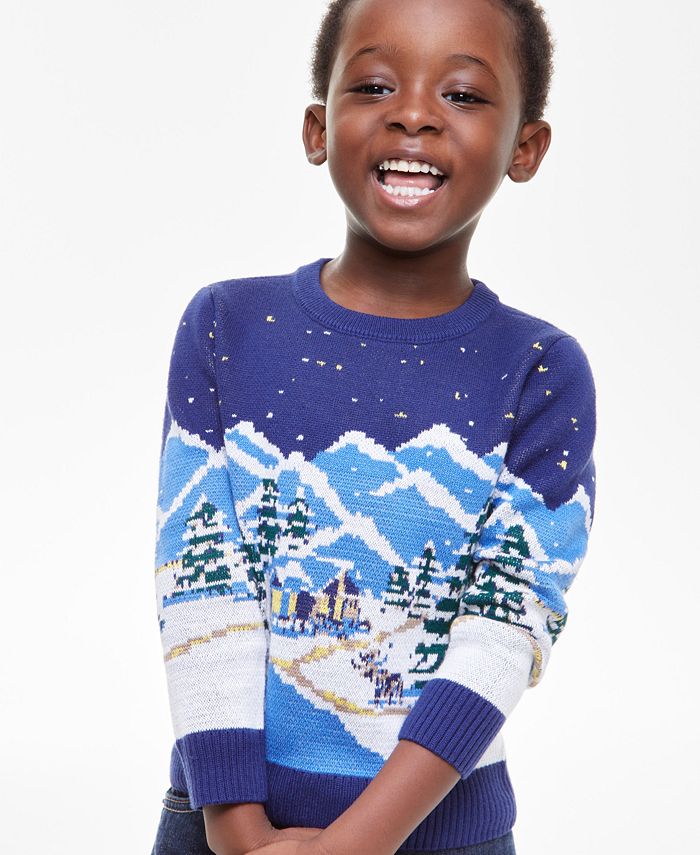 Holiday Lane Toddler Boys Snowy Town Sweater, Created for Macy's - Macy's