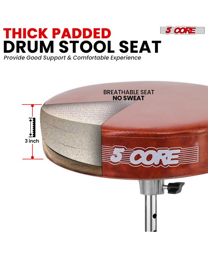 5 Core Drum Throne Padded Guitar Stool Height Adjustable Drummer Seat ...