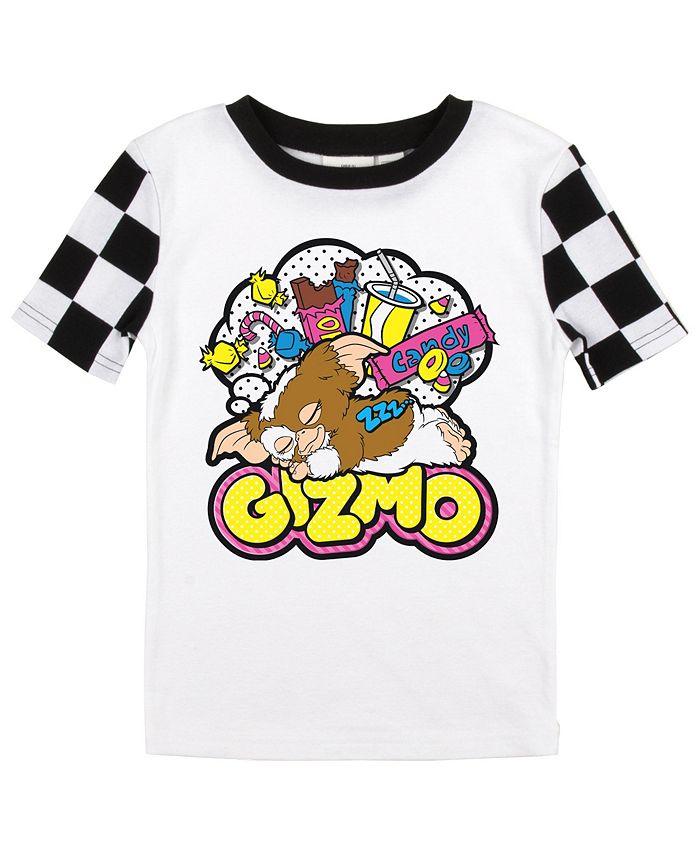 Gremlins Little Girls Gizmo Snacks Youth Black & White Checkered Sleep ...