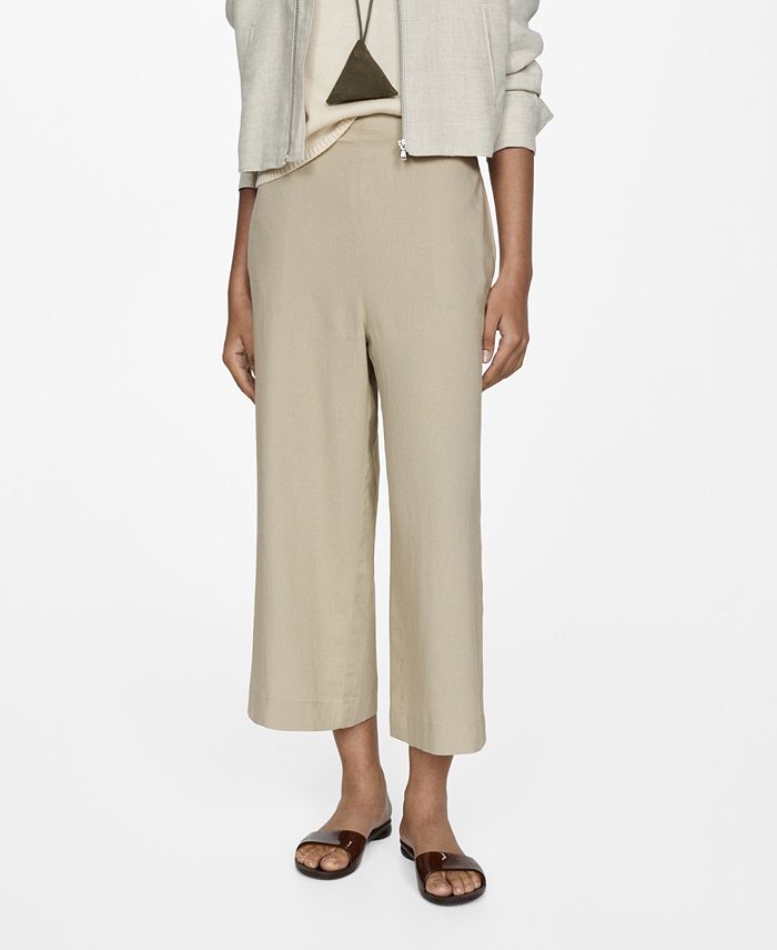 MANGO Women's Wide Leg Linen Pants - Macy's