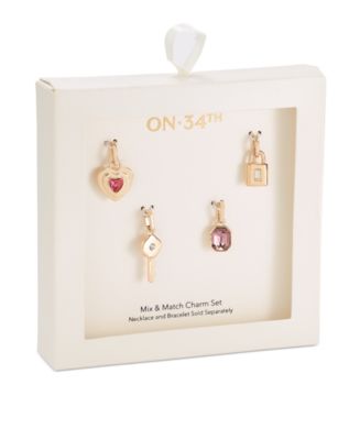 On 34th Gold-Tone 4-Pc. Set Stone, Heart, Key, & Lock Mix & Match ...