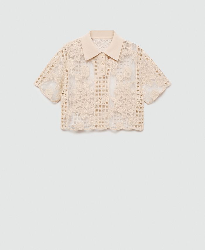 MANGO Women's Openwork Details Embroidered Blouse - Macy's