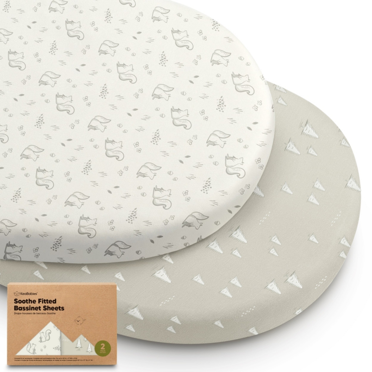 KeaBabies Bassinet Sheet for Baby Girls  Boys  2-Pack Soothe Bassinet Fitted Sheets  Bedside Bassinet Mattress Sheet - Pine grove