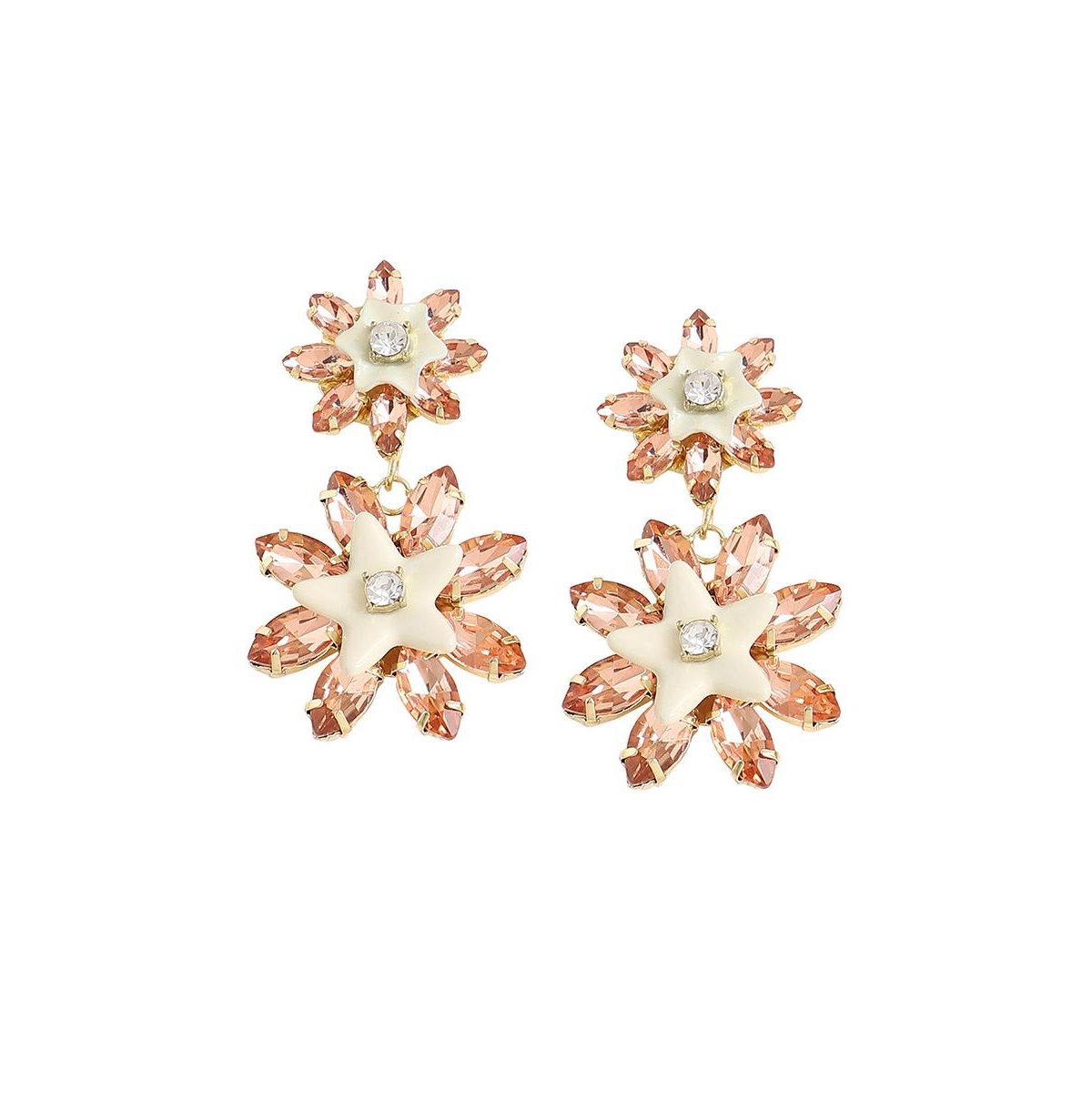 Click here for Sohi Womens Botanical Drop Earrings - White prices