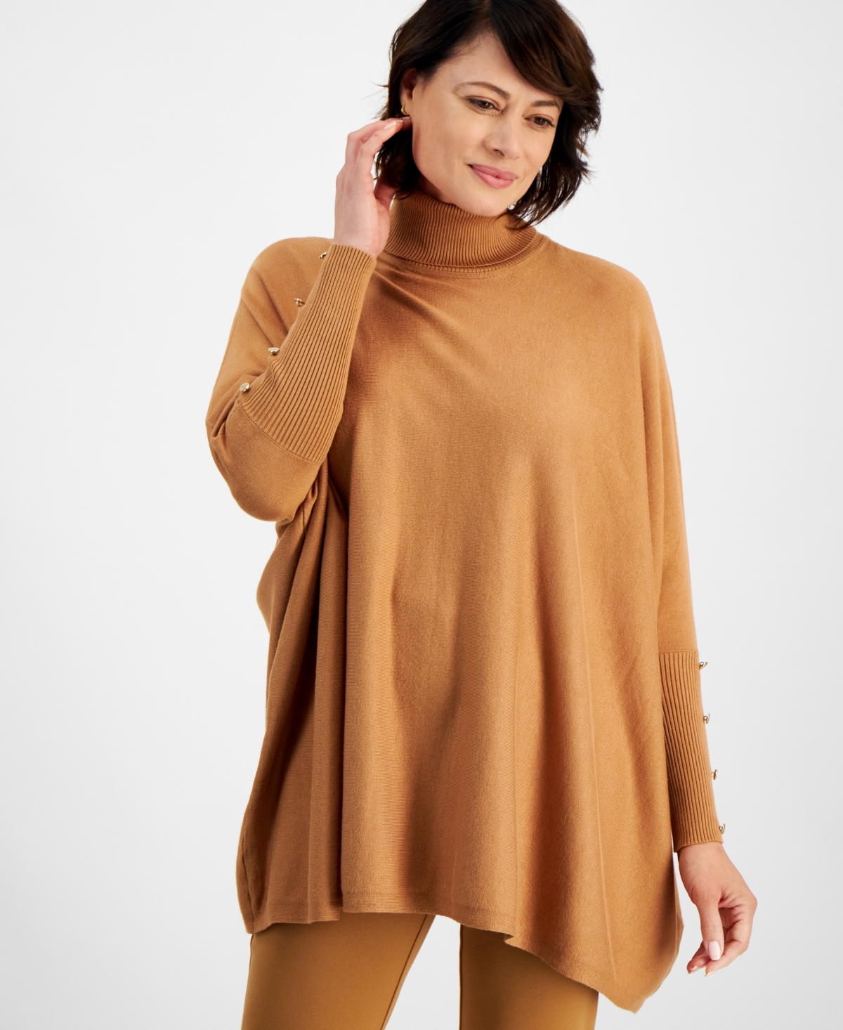 Click here for Jm Collection Womens Poncho Turtleneck Sweater  Re... prices