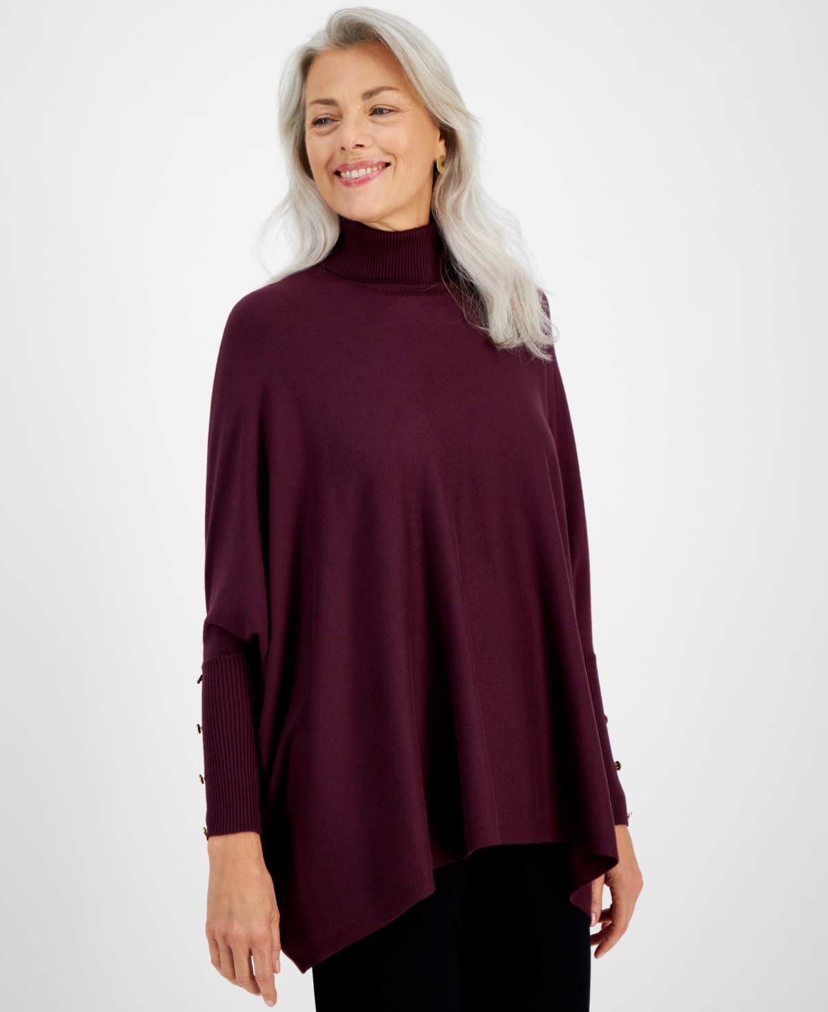 Click here for Jm Collection Womens Poncho Turtleneck Sweater  Re... prices