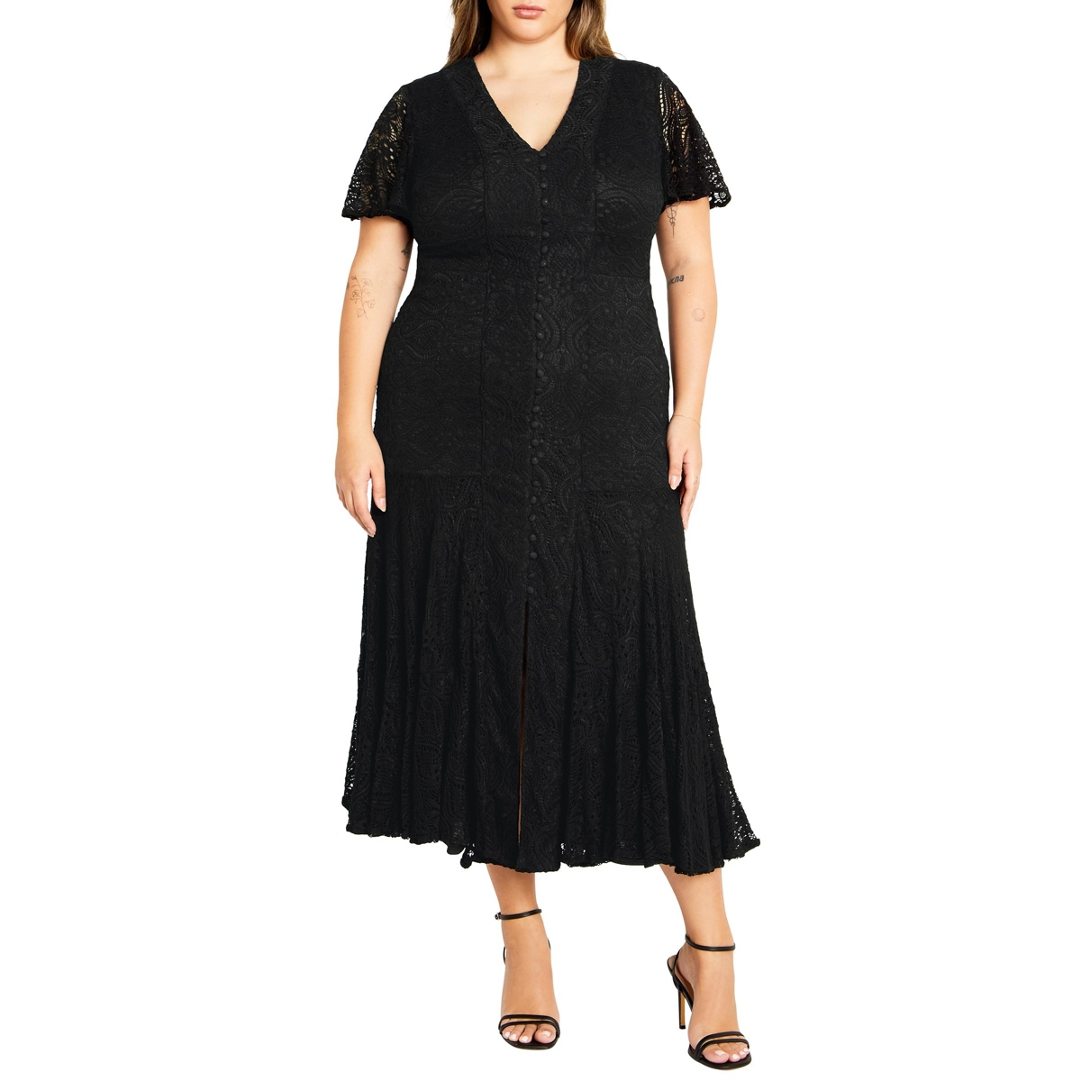 Click here for City Chic Plus Size Christa Lace Dress - Black prices