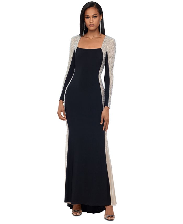 XSCAPE Embellished Colorblocked Gown - Macy's
