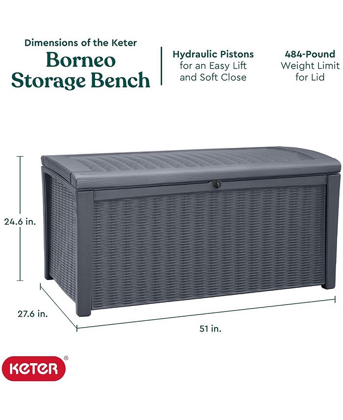 Keter Borneo 110 Gallon Rattan Wicker Resin Patio Deck Storage Box ...