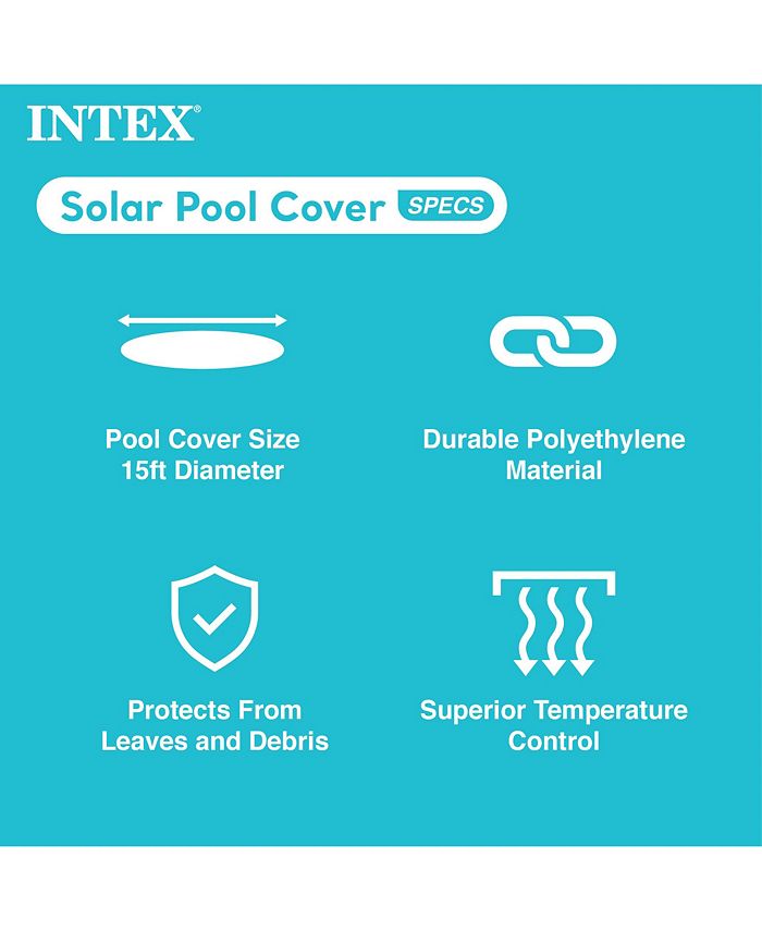 Intex 15 Foot Round Easy Set Vinyl Solar Cover for Swimming Pools, Blue ...