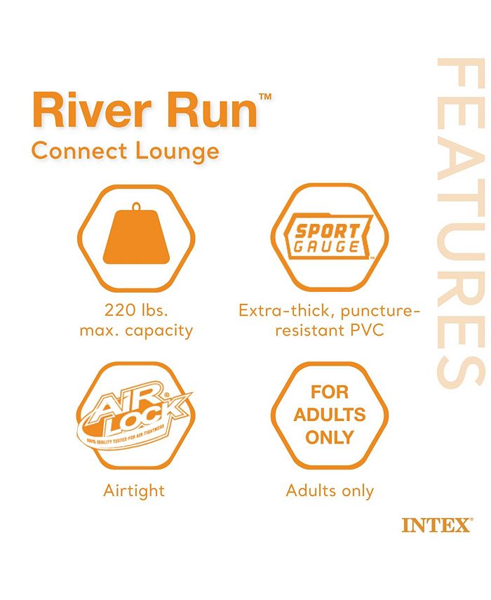 Intex River Run Connect Vinyl Lounge Inflatable Floating Water Tubes (4 ...