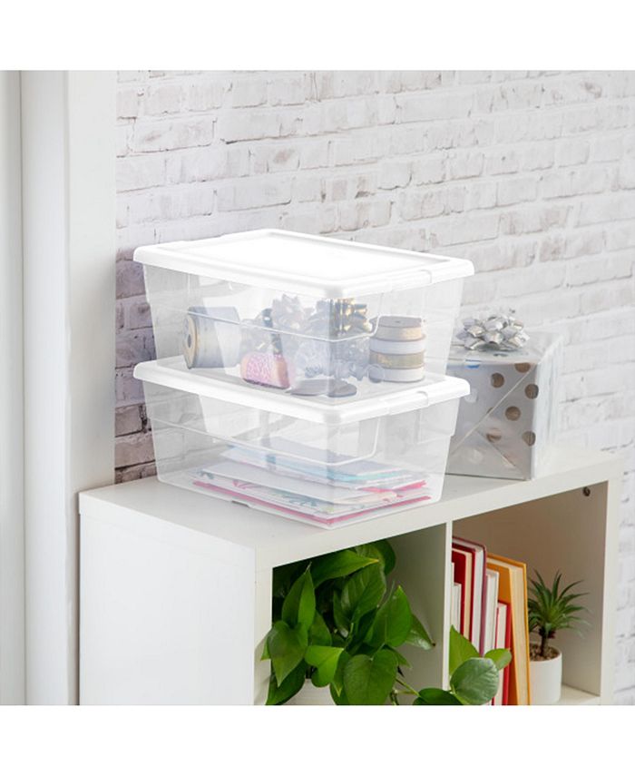 Sterilite 16 Quart Stacking Storage Box Container Tub with Lid, Clear ...