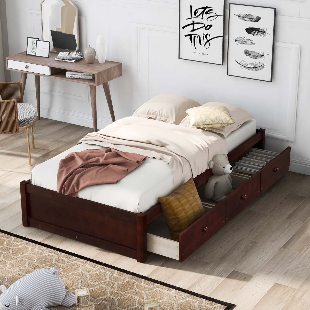 Click here for Streamdale Twin Size Platform Storage Bed With 3 D... prices