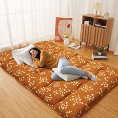 Futon Mattress Full Size Floral Print Floor Mattress Pad Portable Dorm Sleeping Pad 54 x 80