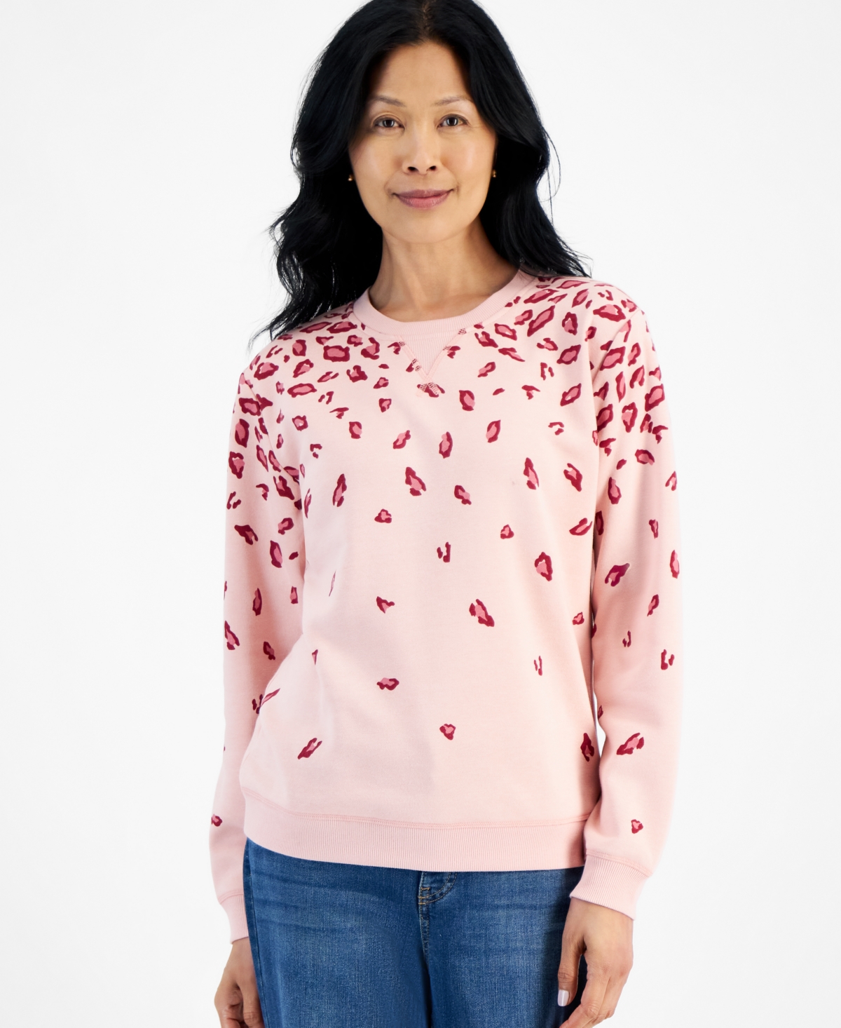 Click here for Style & Co Womens Printed Fleece Sweatshirt  Creat... prices