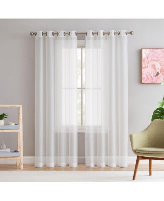 HLC.ME 2 Piece Semi Sheer Voile Window Curtain Drapes Grommet Panels ...