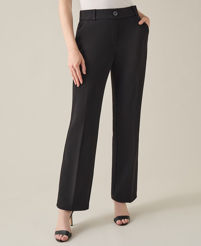 Kasper Women's Pull-On Mid-Rise Faux-Fly Straight-Leg Pants - Macy's