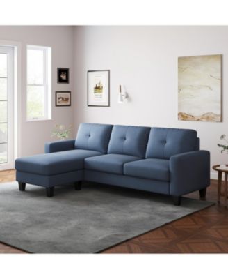 Simplie Fun Compact L-Shape Sofa with Polyester Fabric for Small Spaces ...