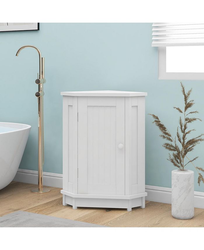 Simplie Fun Modern Triangle Corner Bathroom Cabinet with Adjustable ...