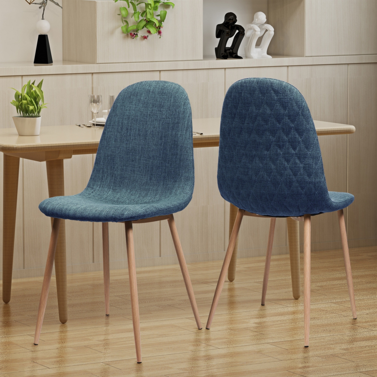 Click here for Streamdale Muted Blue Fabric Dining Chairs (Set Of... prices