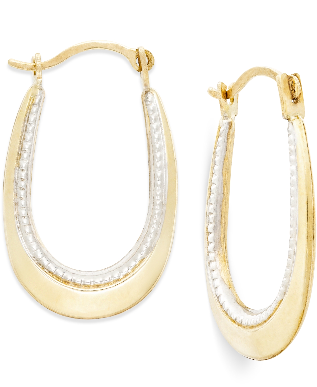Click here for Two-Tone Oval Hoop Earrings in 10k Gold and Polish... prices