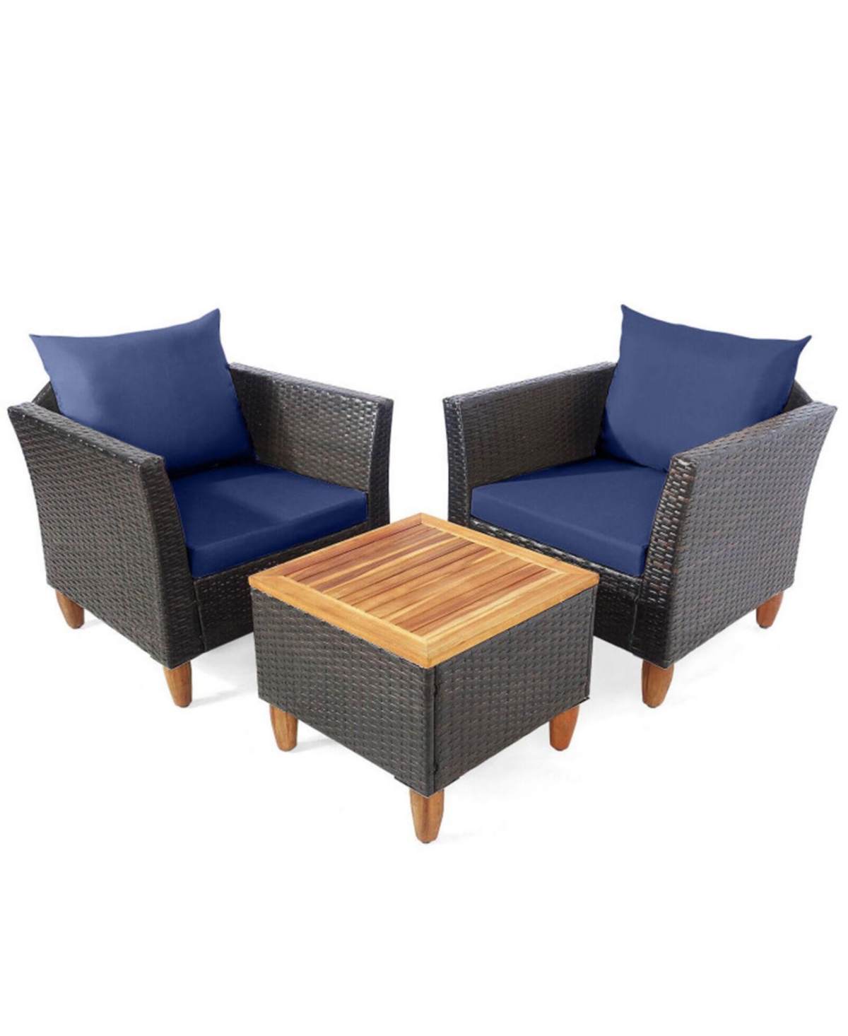 Click here for Sugift 3 Pieces Patio Rattan Bistro Furniture Set... prices