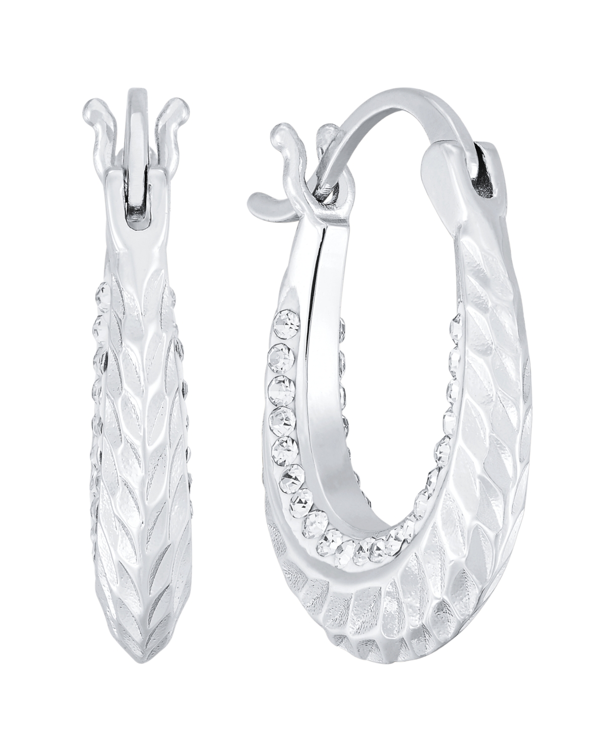 Click here for And Now This Clear Crystal Diamond Cut Hoop Earrin... prices