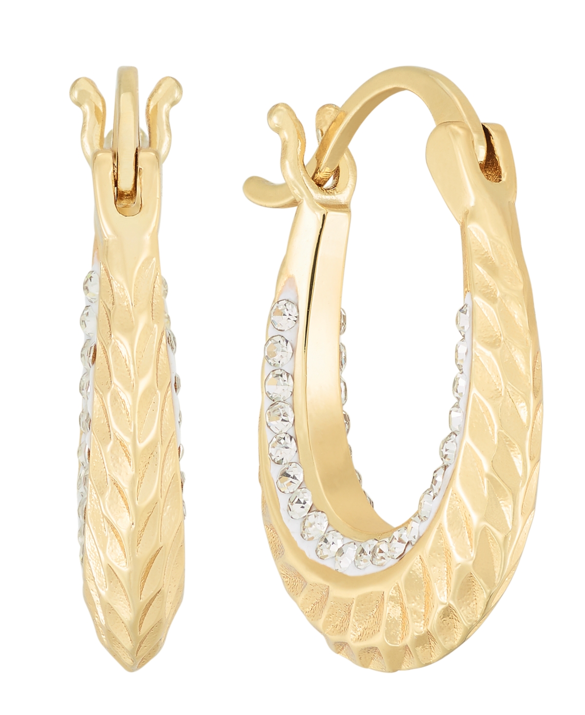 Click here for And Now This Clear Crystal Diamond Cut Hoop Earrin... prices