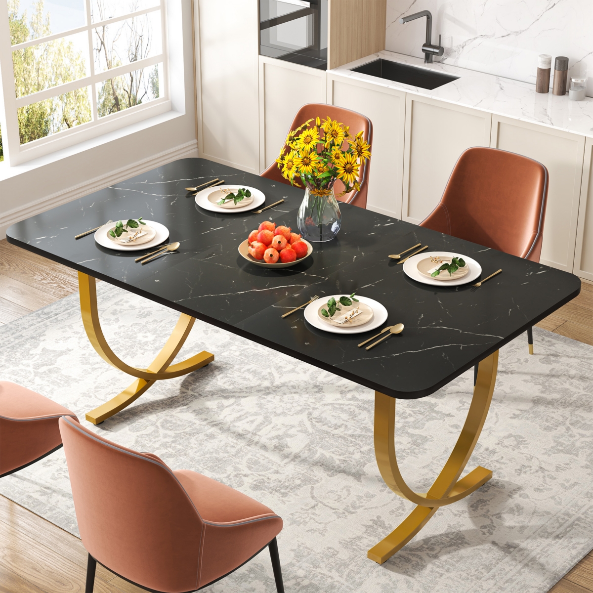 Click here for Tribesigns Rectangular Dining Table for 4  63 Inch... prices