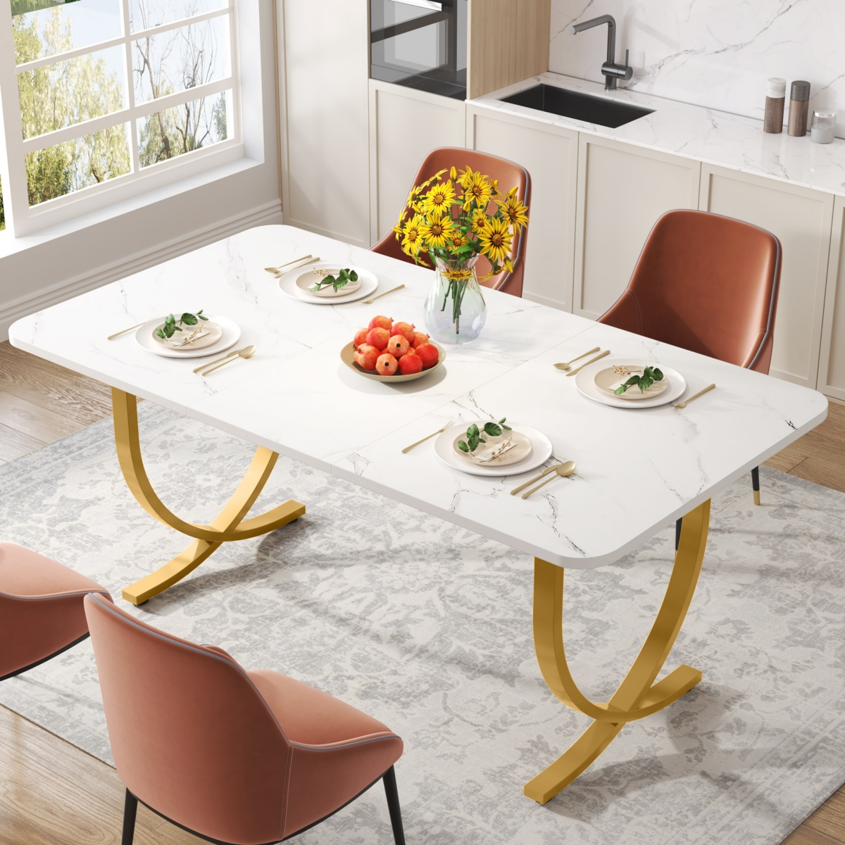 Click here for Tribesigns Rectangular Dining Table for 4  63 Inch... prices
