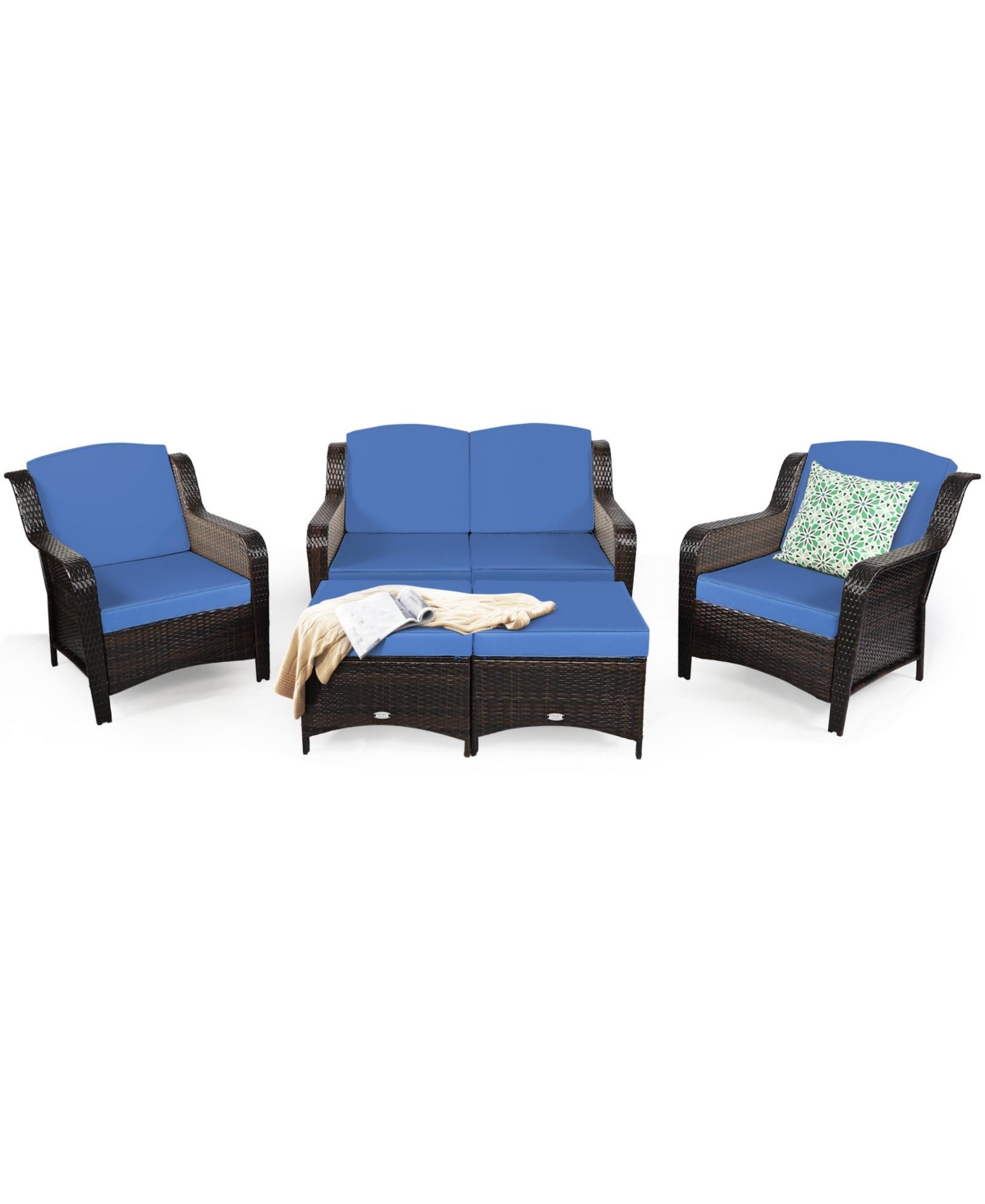 Click here for 5 Pieces Patio Rattan Sofa Set with Cushion and Ot... prices