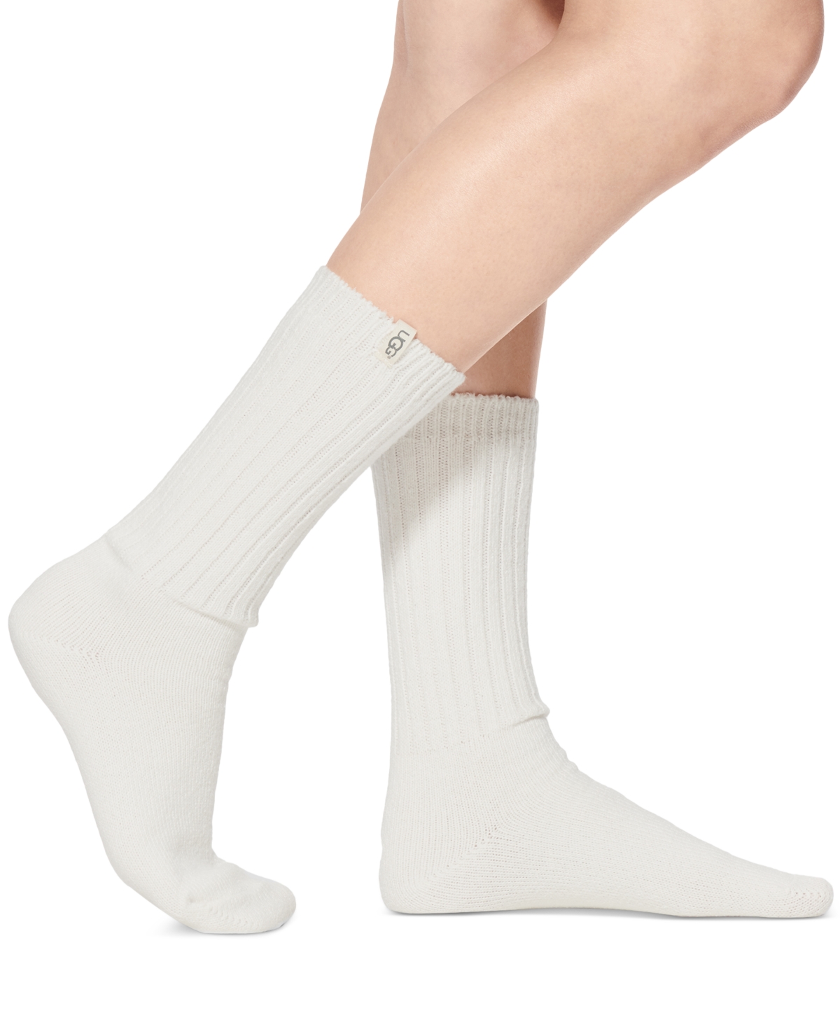 Click here for Ugg Womens Rib-Knit Slouchy Crew Socks - White prices