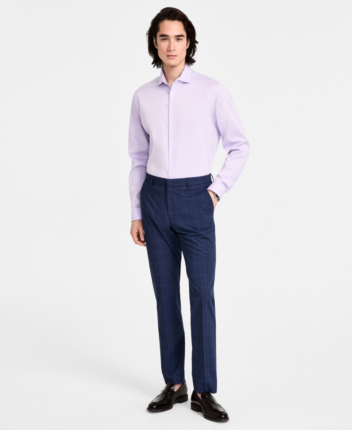 Tommy Hilfiger Mens Modern-Fit Plaid Dress Pants - Blue