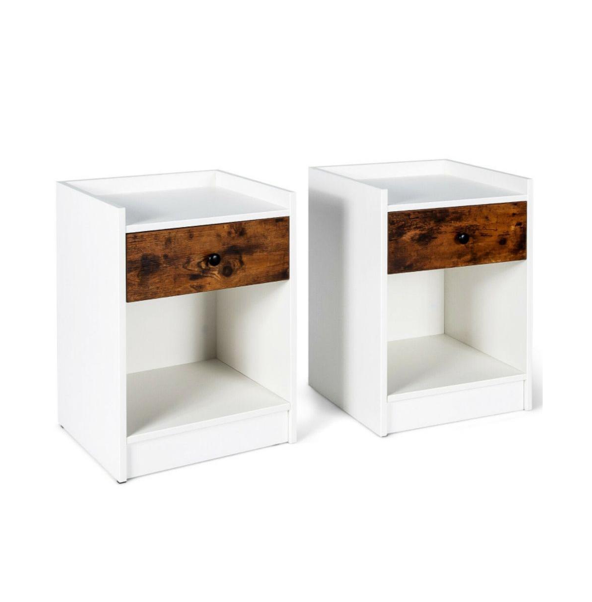 Click here for Set of 2 Nightstand with Drawer Cabinet End Side T... prices
