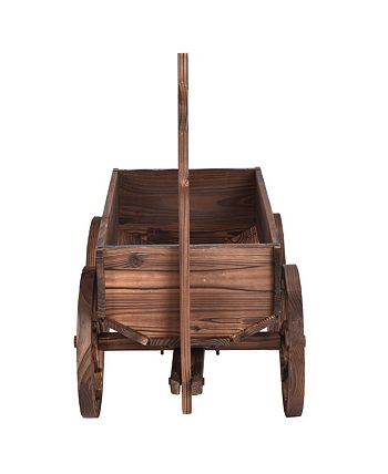 VEBREDA Wood Wagon Planter Pot Stand with Wheels - Macy's