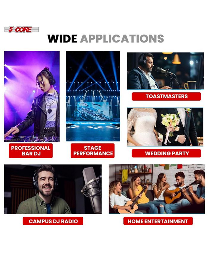 5 Core Audio Mixer 16 Channel DJ Mixing Board Bluetooth USB Analog ...