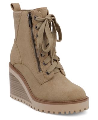 MIA Women's Cyan Lace Up Combat Wedge Booties - Macy's
