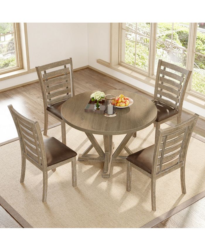 Simplie Fun 5pc Rustic Farmhouse Dining Set - Macy's