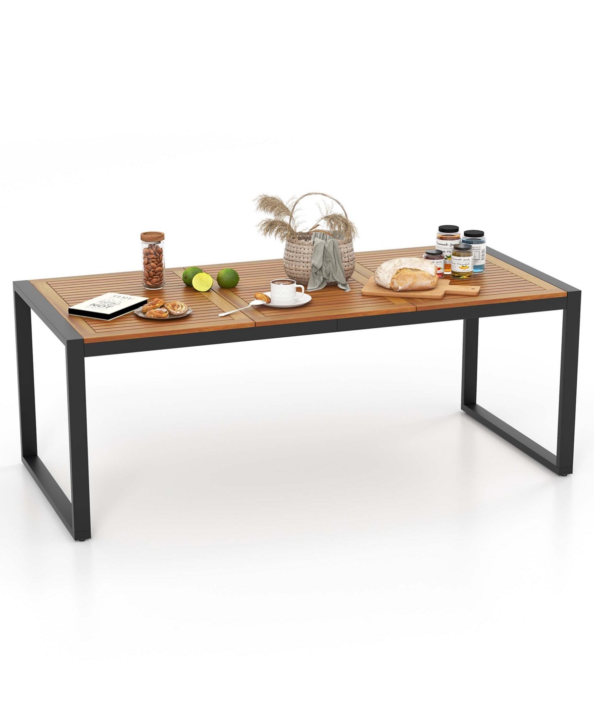 Click here for Costway 79 Acacia Wood 8-Person Patio Table with 1... prices